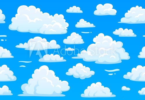 Cartoon blauen Himmel bewölkt. Horizontal mit weißen